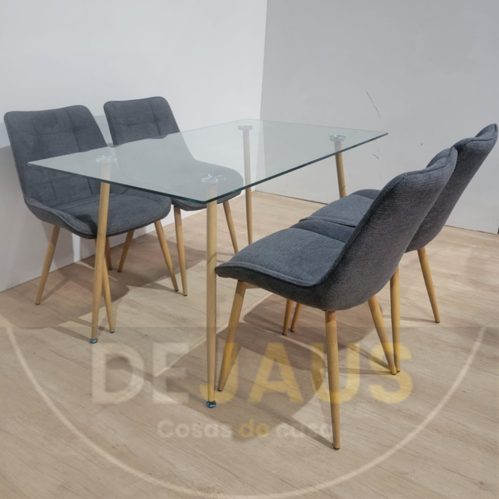 Mesa Lyon Rectangular con 4 Sillas Tiffany Wood - Dejaus